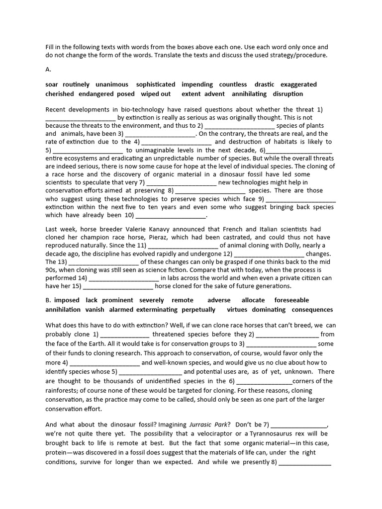 Practice Exercises English | PDF | Extinction | Internet