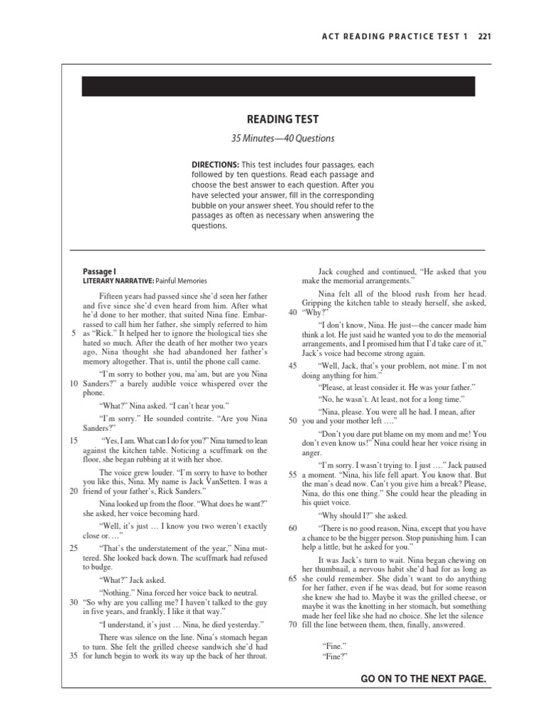ACT Reading Practice Test 1 | PDF | Solar System | Planets