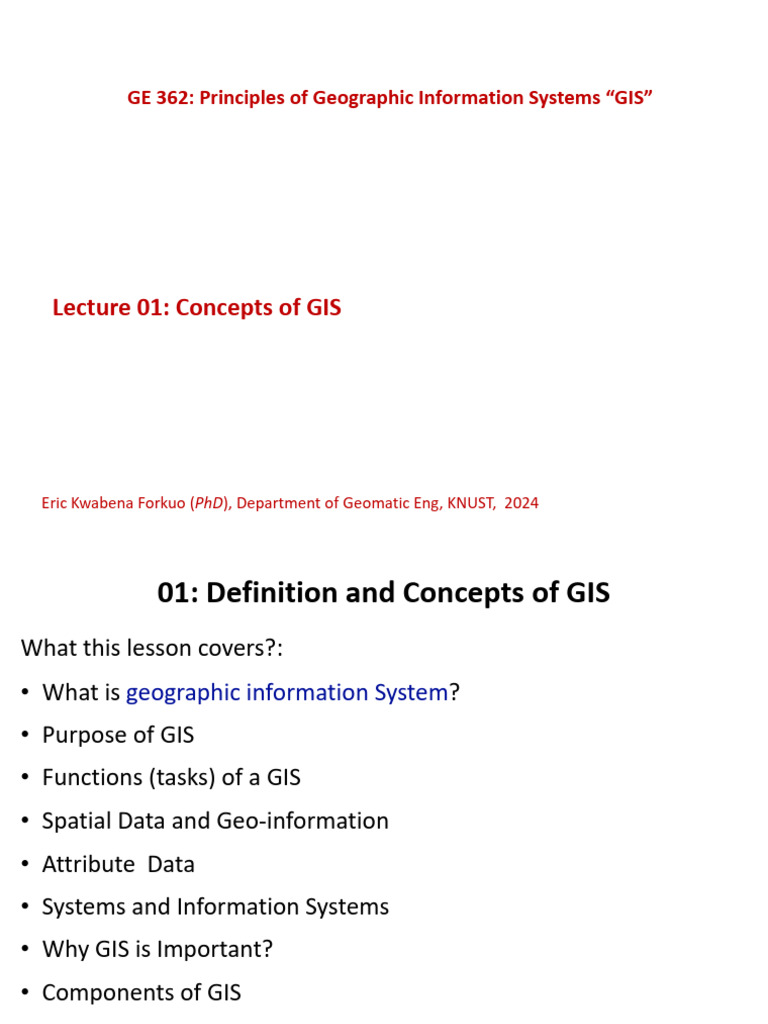 01 GIS Concepts 2024 | PDF | Geographic Information System | Information
