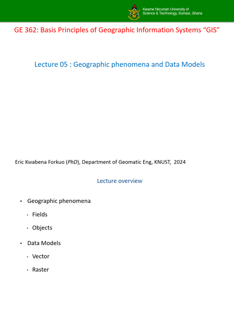 05 Spatial Data Models 2024 | PDF | Geographic Information System | Image Resolution
