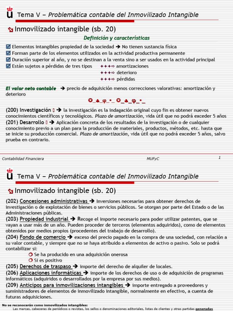 Tema 5 Problemática Contable Del Inmovilizdo Intangible | PDF ...