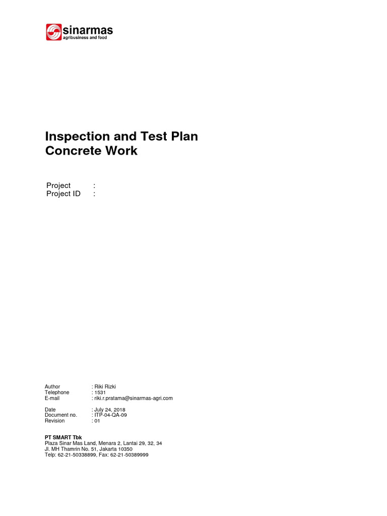 ITP-04-QA-09 ITP Concrete Works rev 1 - SMS | PDF | Concrete | Specification (Technical Standard)