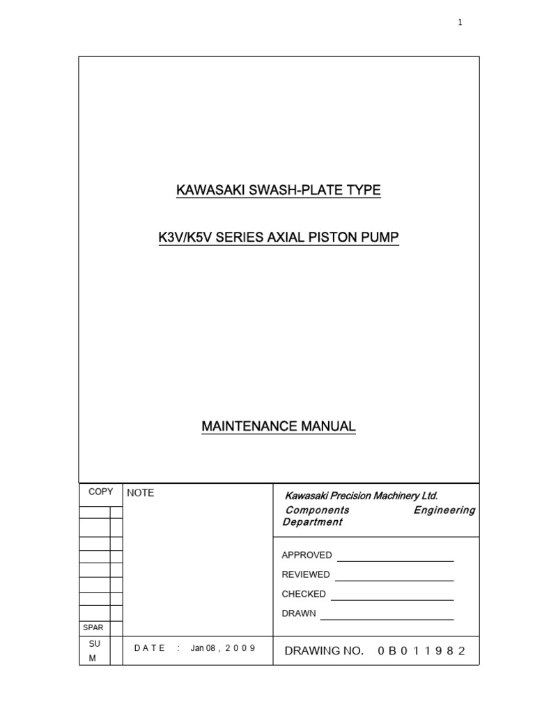 K3V and K5V Maintenance Manual | PDF | Pump | Screw