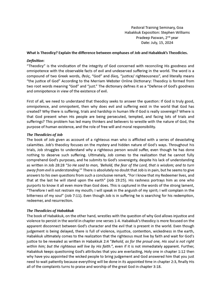 Research Paper 2 - Theodicy | PDF | God | Problem Of Evil