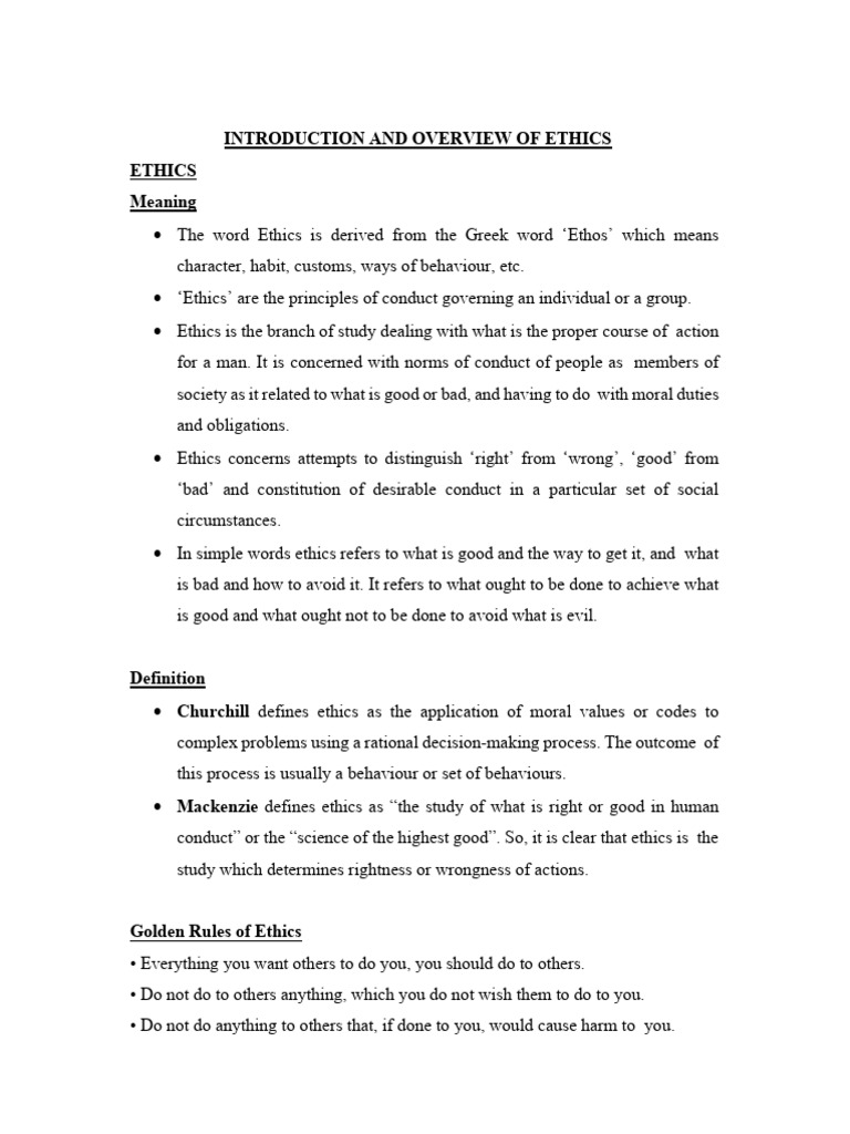 Unit-I-Introduction and Overview of Ethics | PDF | Business Ethics ...
