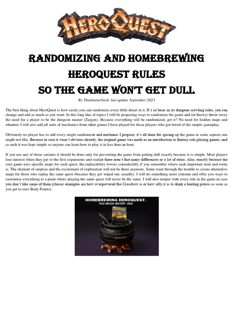 Hero Quest Missions | PDF | Door