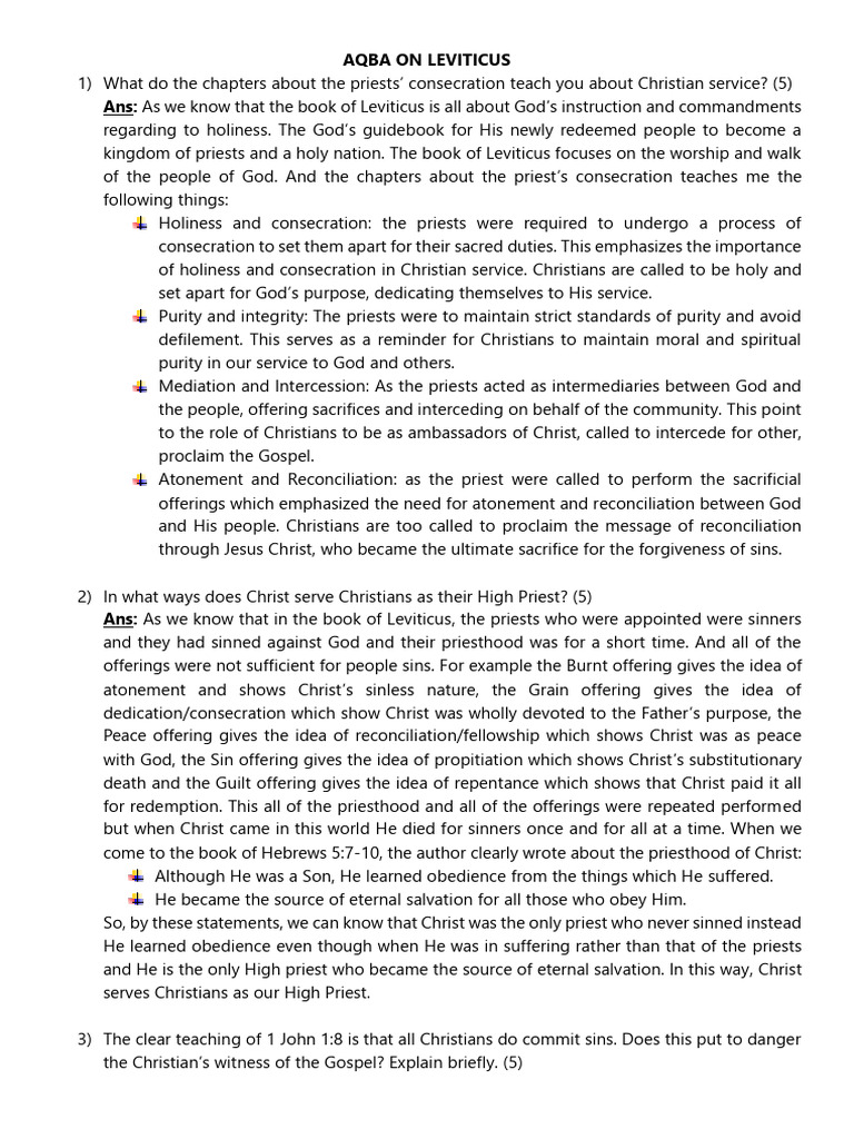 Aqba On Leviticus | PDF | Book Of Leviticus | Jesus