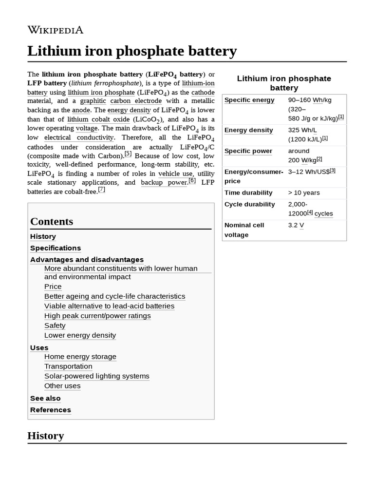 Lithium Iron Phosphate Battery | PDF | Lithium Ion Battery | Materials