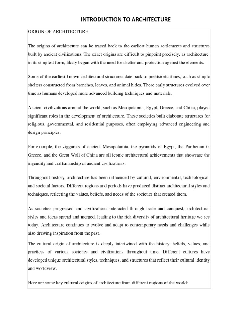 Introduction To Architecture Arc 111 Note | PDF | Sustainable Design ...