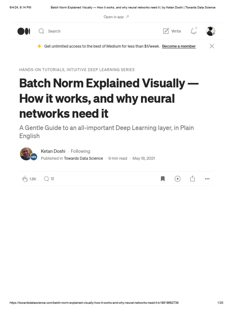 Batch Norm Explained Visually - How It Works, and Why Neural Networks Need It - by Ketan Doshi ...