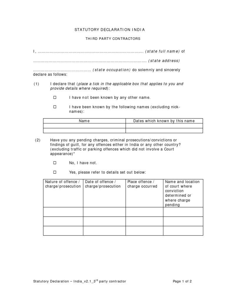 India - Statutory Declaration | PDF | Prosecutor | Crime & Violence