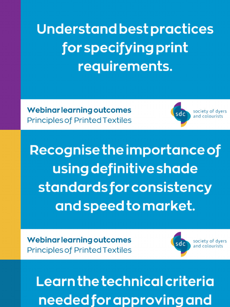 Principles of Printed Textiles Webinar Learning Outcomes | PDF