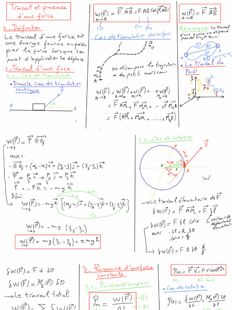 Cours Travail Et Puissance D'une Force Constante 1 Bac | PDF