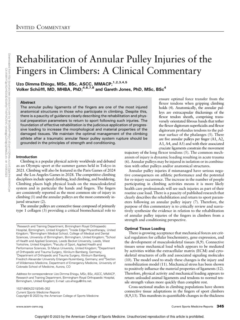 2023 Ehiogu - Schöffl Rehabilitation of Annular Pulley Injuries of The ...
