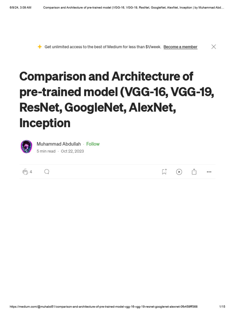 Comparison and Architecture of Pre-Trained Model (VGG-16, VGG-19, ResNet, GoogleNet, AlexNet ...