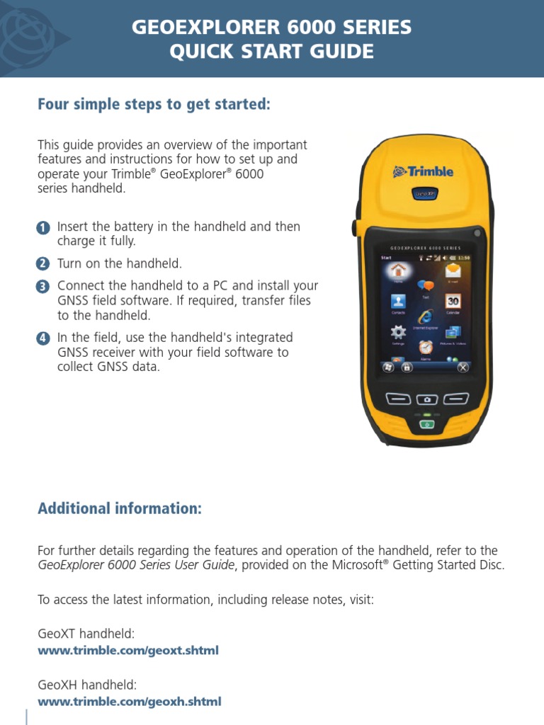 GeoExplorer 6000 Series Quick Start Guide | PDF | Mobile Device ...