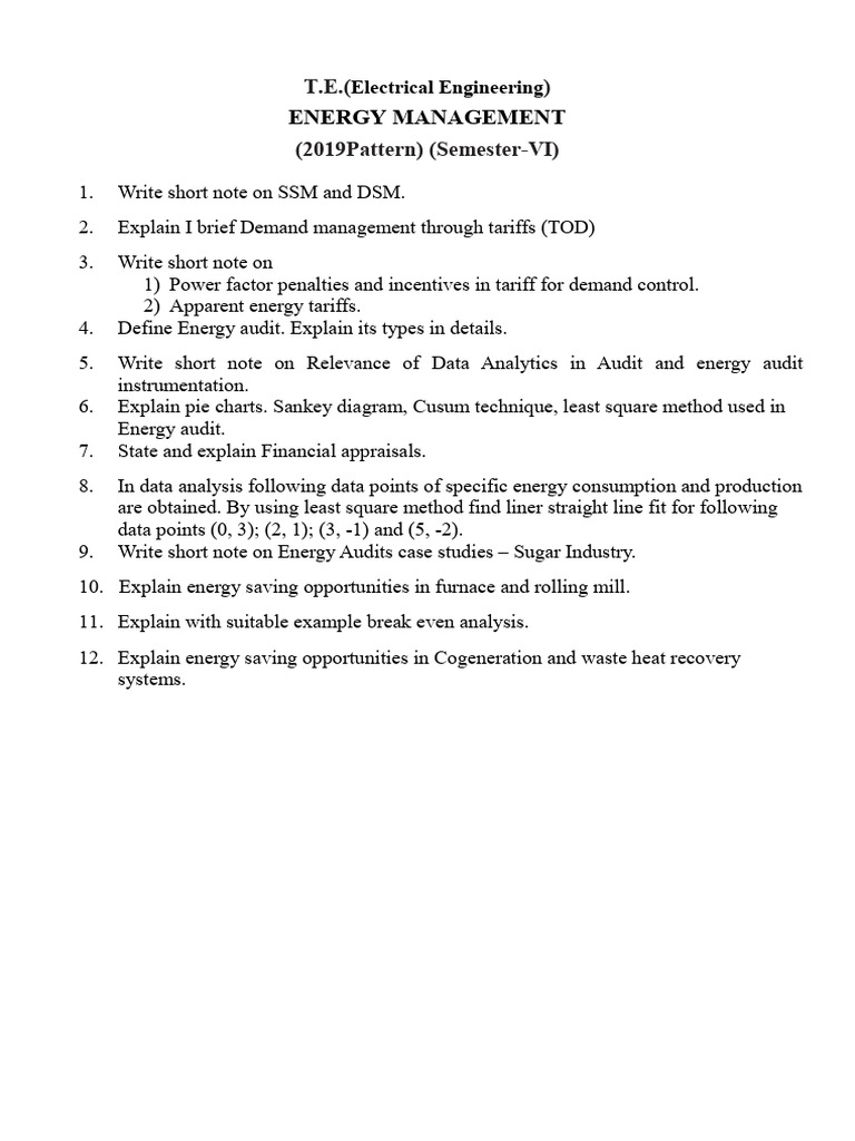 TE - Electrical - ENERGY MANAGEMENT | PDF