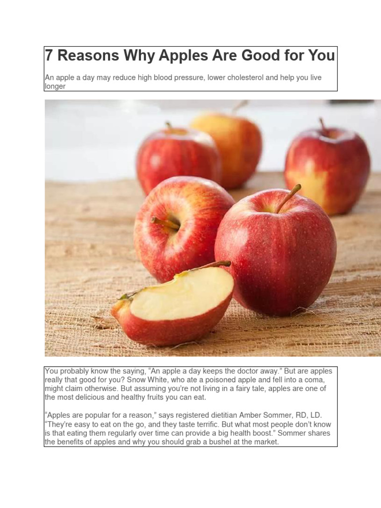 Medical Reasons Why Apples Are Good For You | PDF | Dietary Fiber ...