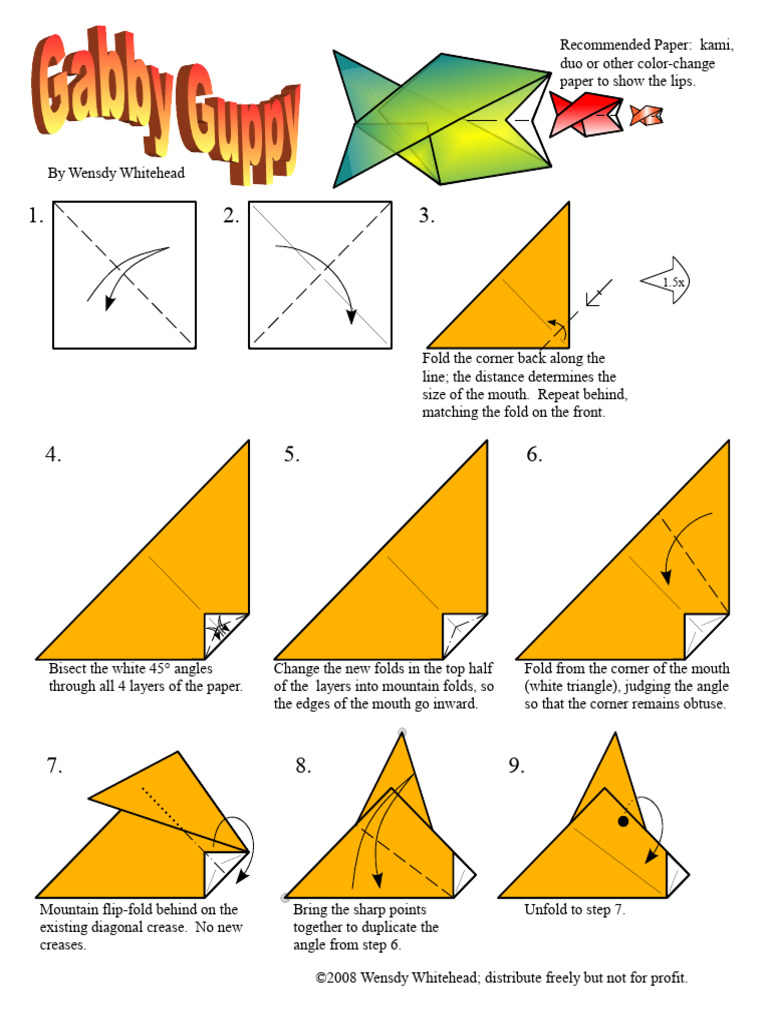 Origami Gabby Guppy Whitehead | PDF | Origami | Paper Art