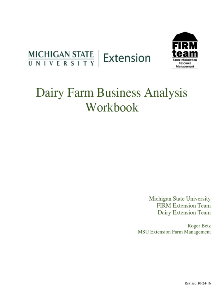 Dairy Farm Business Analysis Handbook+ | PDF | Book Value | Balance Sheet