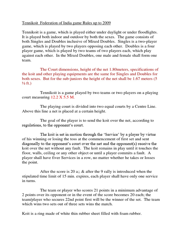 Tennikoit | PDF | Ball Games | Sports