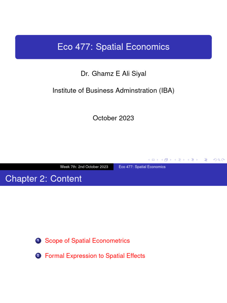 Spatial - Economics - Lecture - Spatial Dependence | PDF | Spatial Analysis | Econometrics
