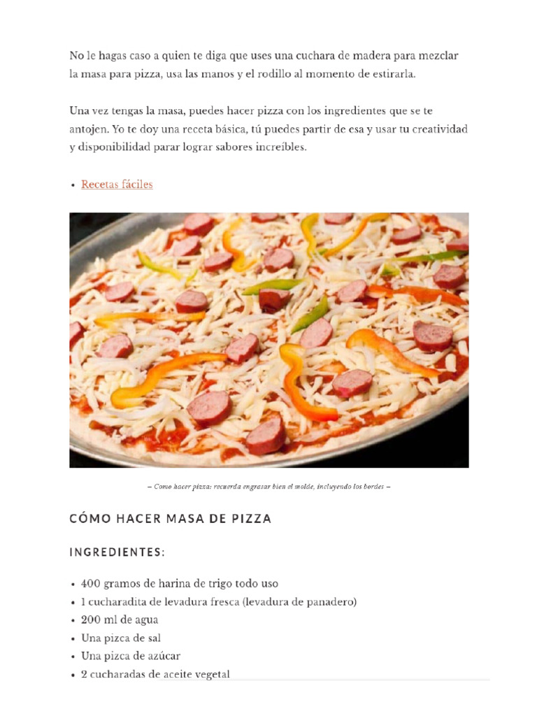 Como Hacer Pizzaa | PDF