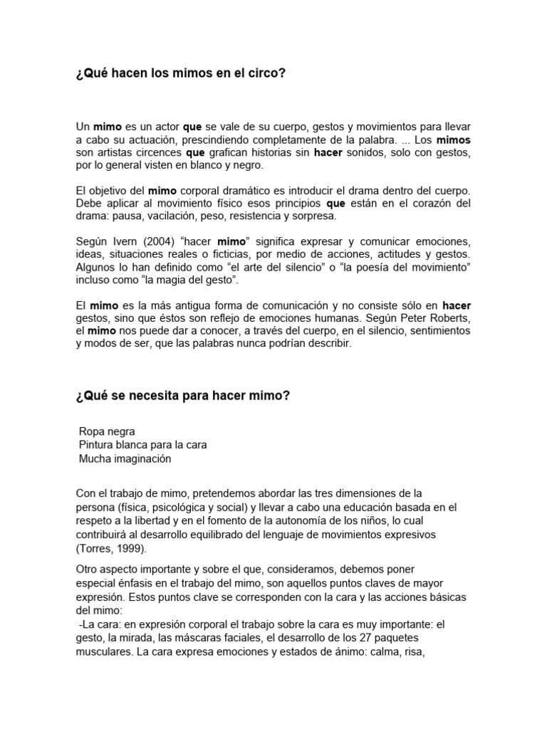 Qué Hacen Los Mimos en El Circo | PDF | Comunicación | Las emociones