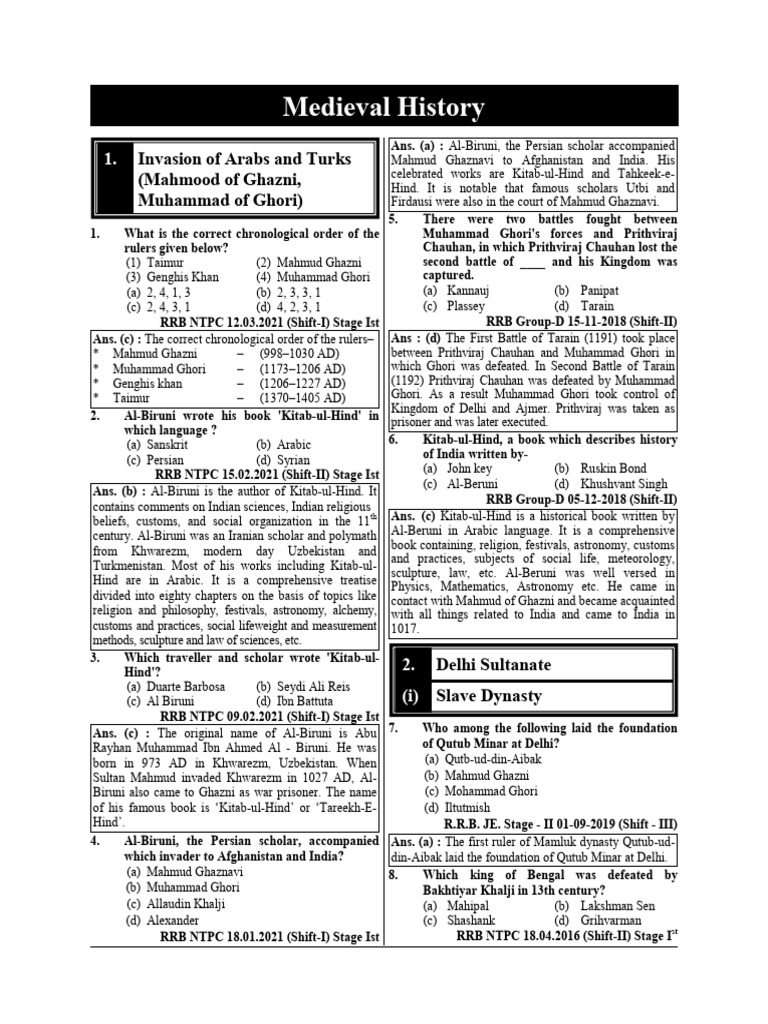 YCT Medieval History 2 | PDF | History