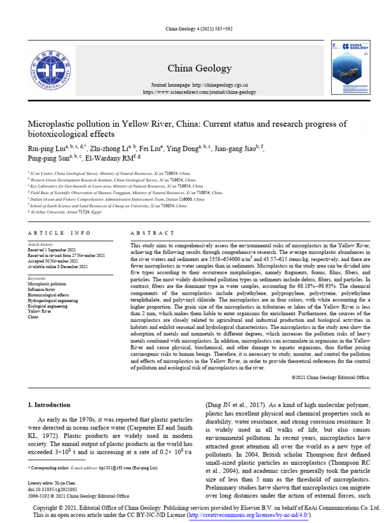 Microplastic Pollution in Yellow River, China | PDF | River | Plastic