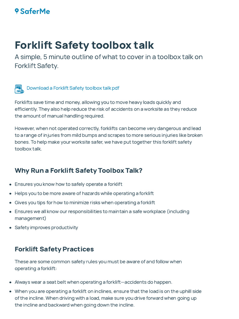 Forklift Safety | PDF | Forklift | Occupational Safety And Health