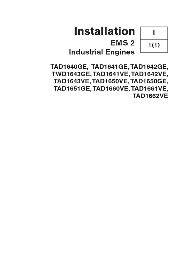 Installation: Ems 2 Industrial Engines I | PDF | Fuel Injection | Instrumentation