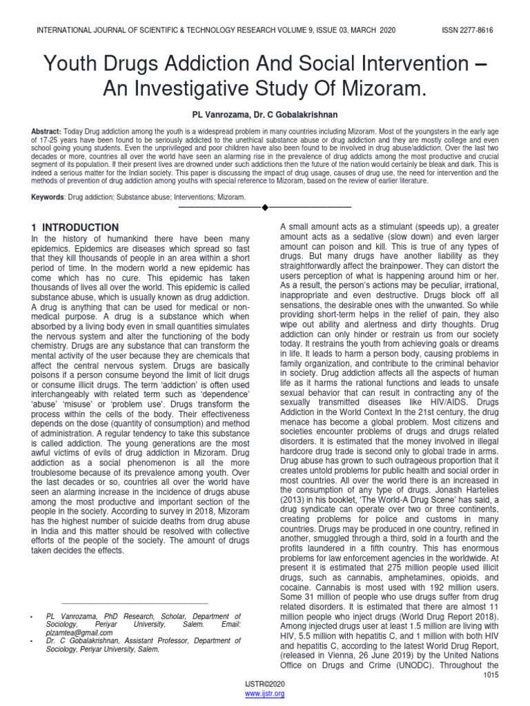 Youth Drug Addiction in Mizoram Study | PDF | Substance Abuse | Drug ...