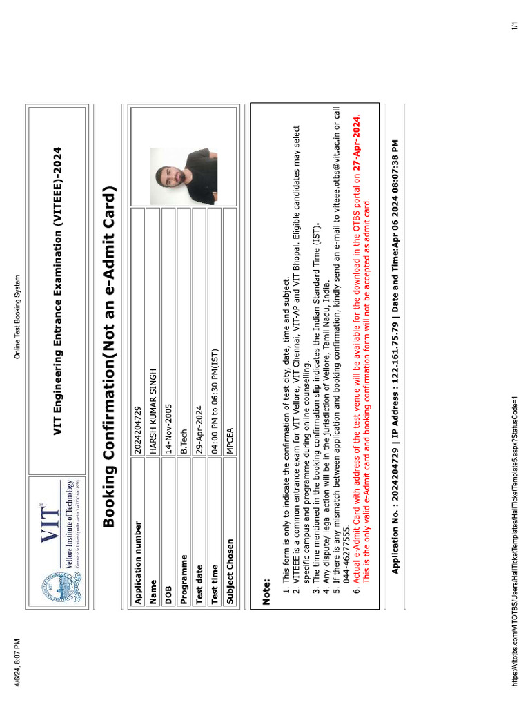 Vit Slot Booking | PDF