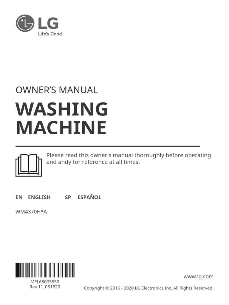 LG Clothes Washer WM4370HKA GSCS - MFL68005550 - R11 - 200518 | PDF ...