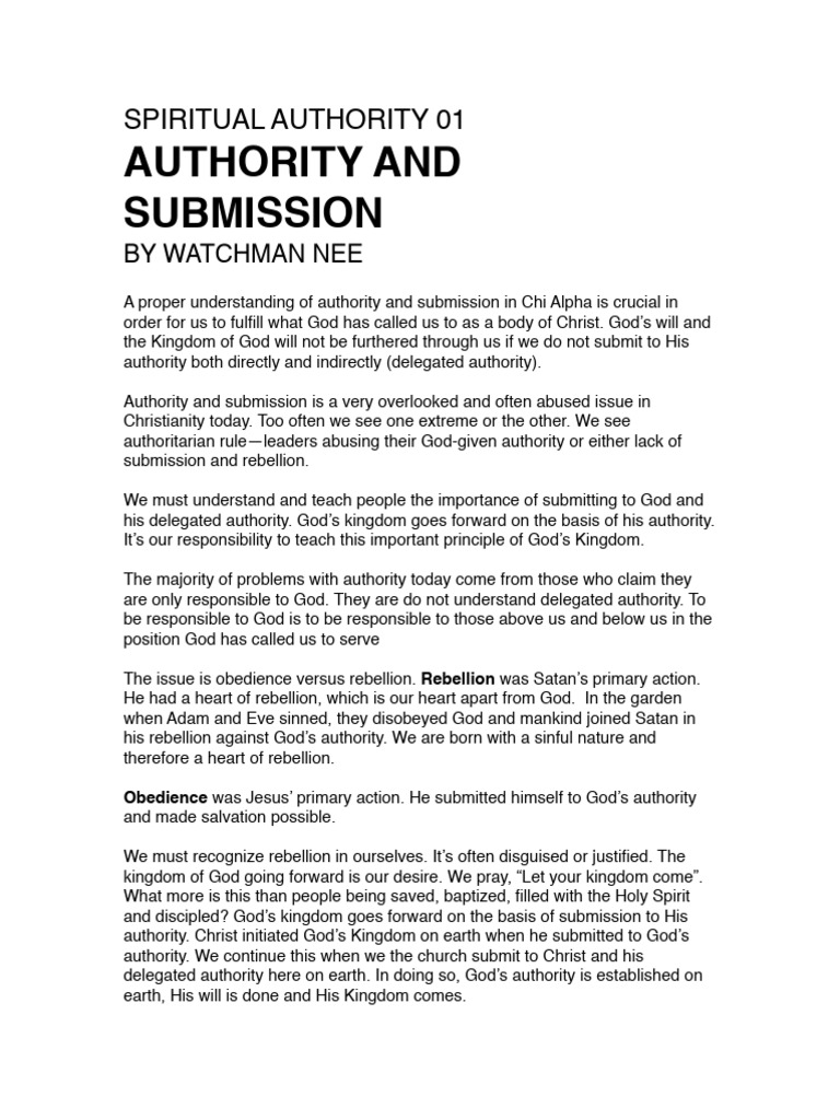 10 Authority 01 Authority and Submission | PDF | Jesus | God