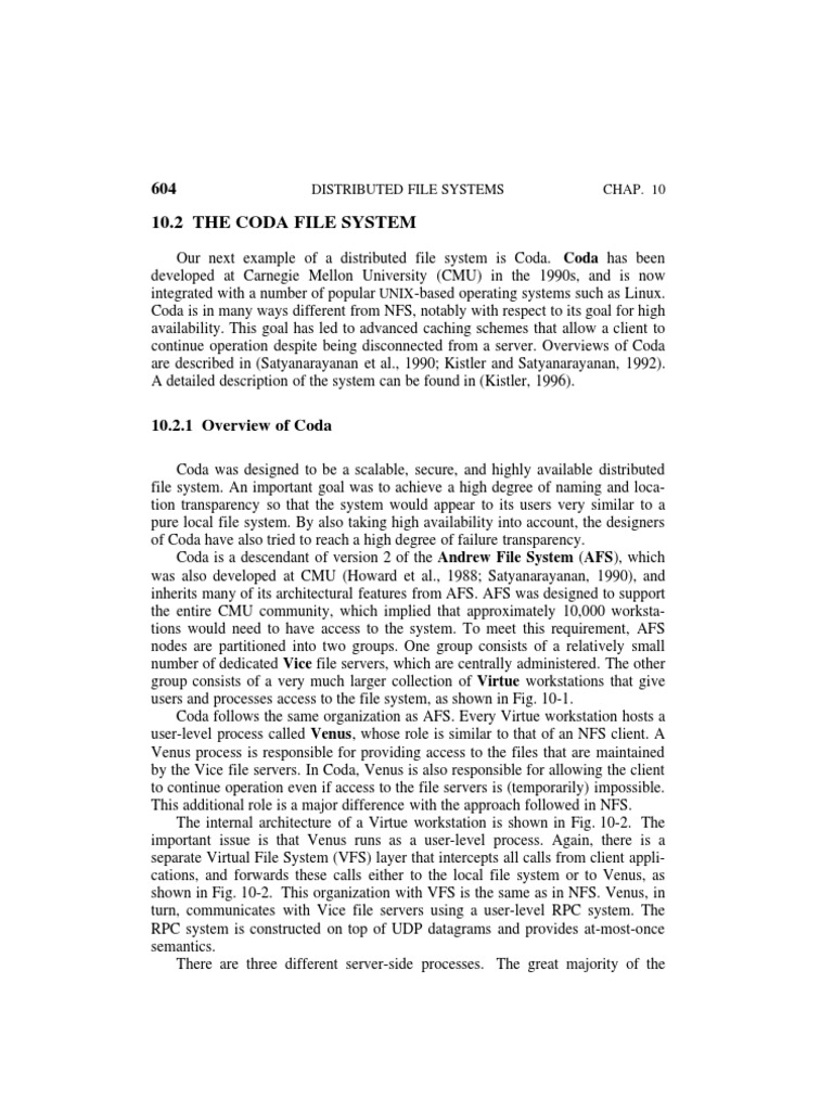 CODA File System | PDF | Cache (Computing) | File System