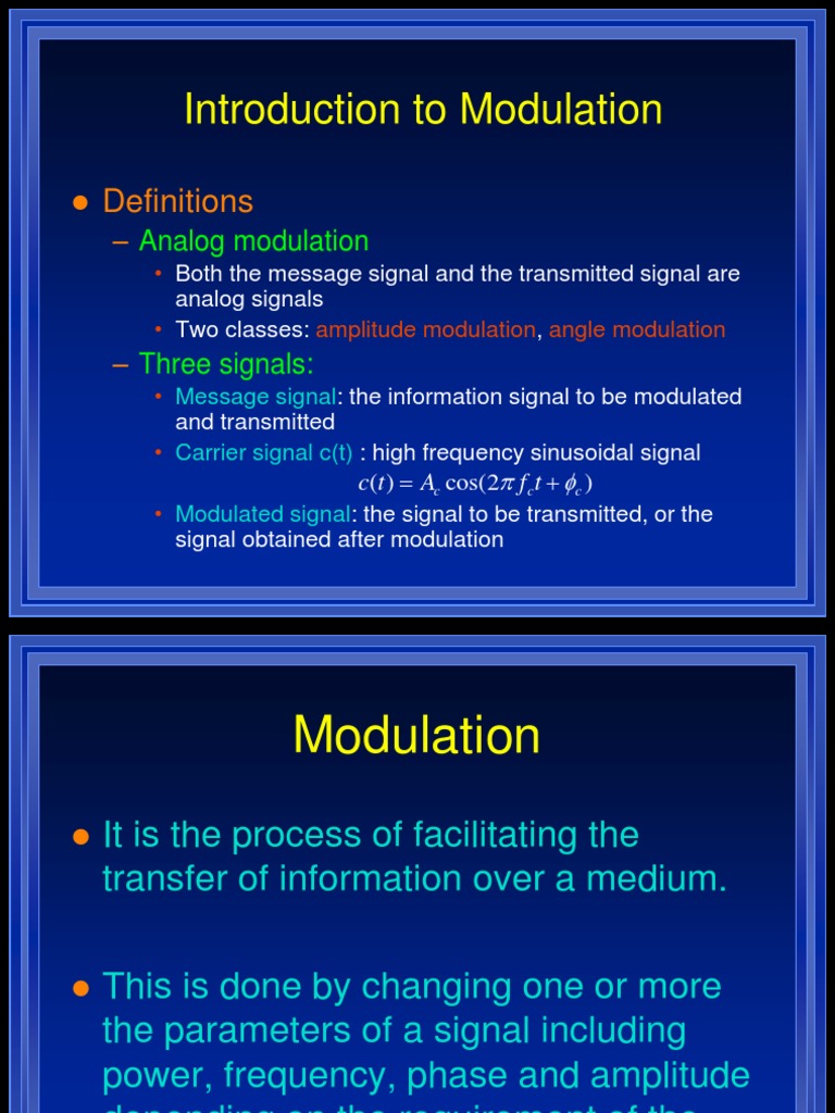 Introduction To Modulation: Definitions | PDF | Modulation | Frequency ...