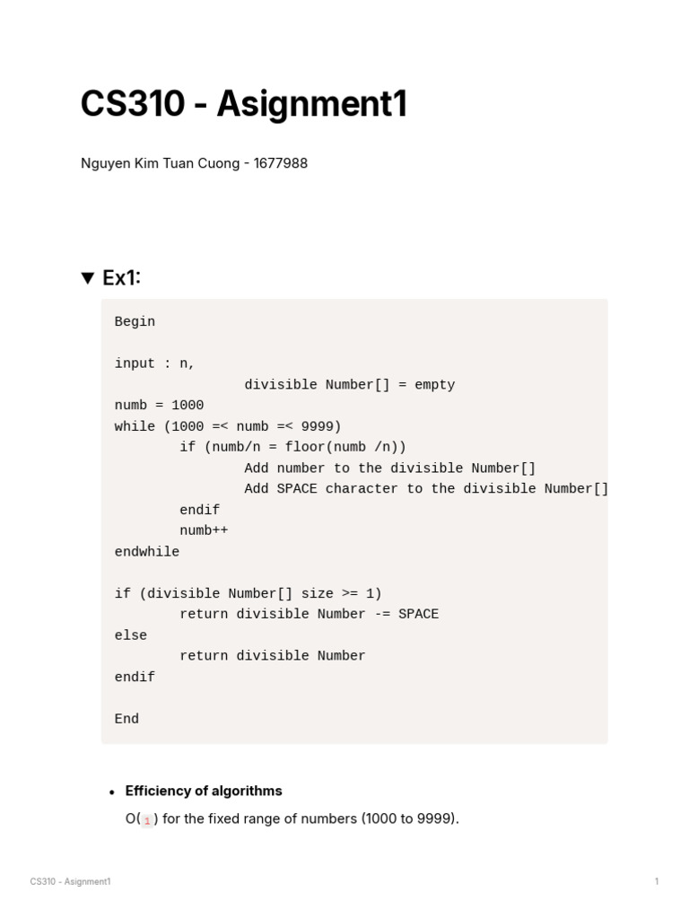 NguyenKimTuanCuong CS310 - Asignment1 | PDF | Algorithms And Data ...
