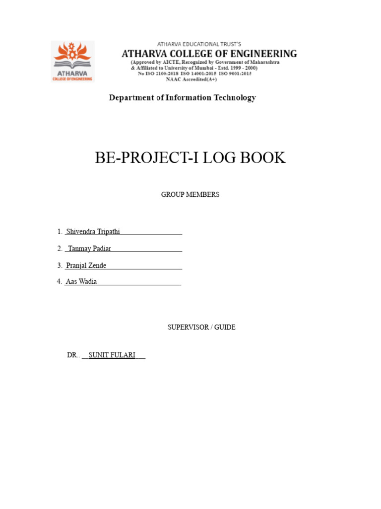 BE Project I Log Book: ACE Canteen | PDF | Engineering | Learning