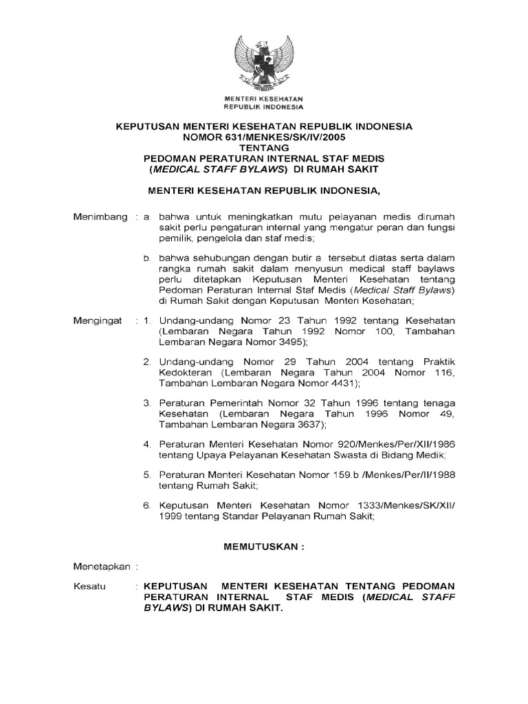 Regulasi Medical by Laws | PDF