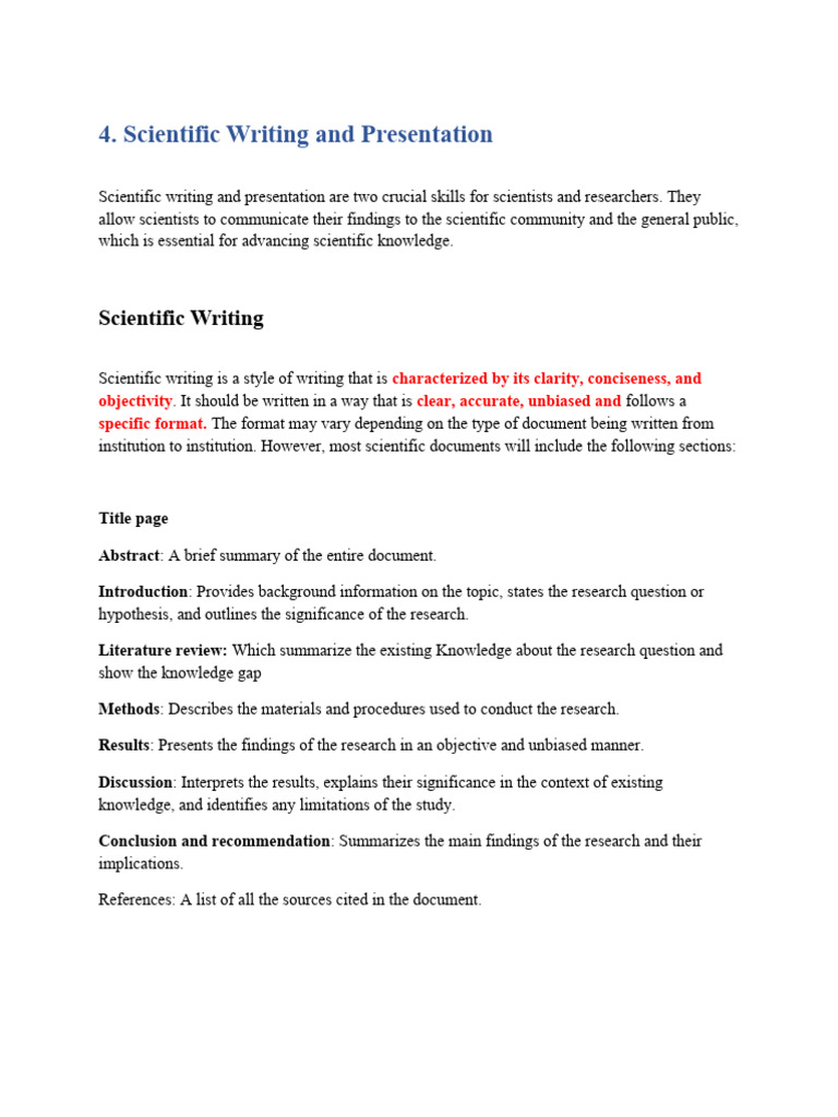 Chapter 4 Scientific Writing and Presentation | PDF | Validity (Statistics) | Methodology