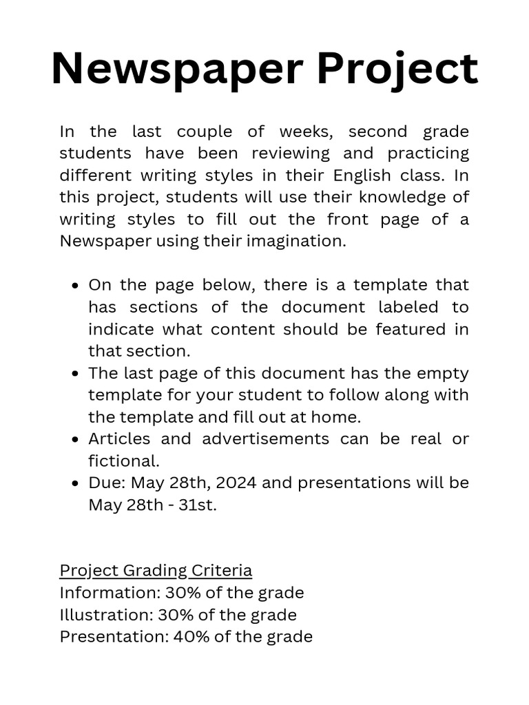 Newspaper Project | PDF | Newspapers | Writing