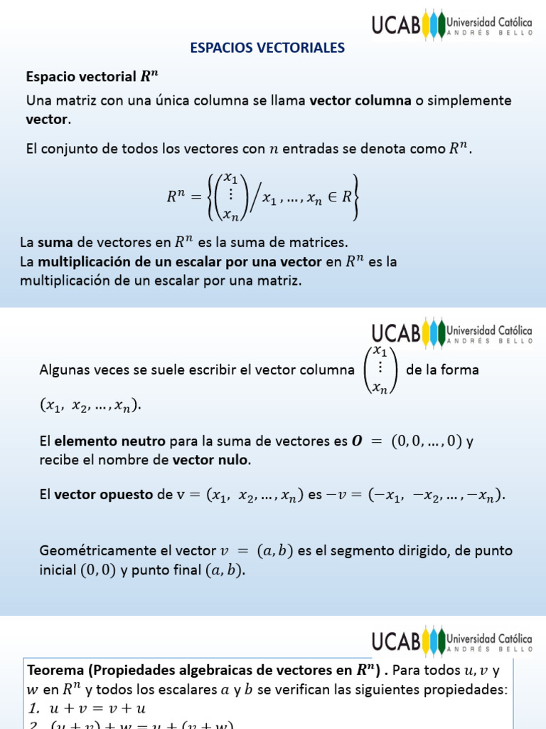 Espacios Vectoriales. | PDF | Espacio vectorial | Base (álgebra lineal)
