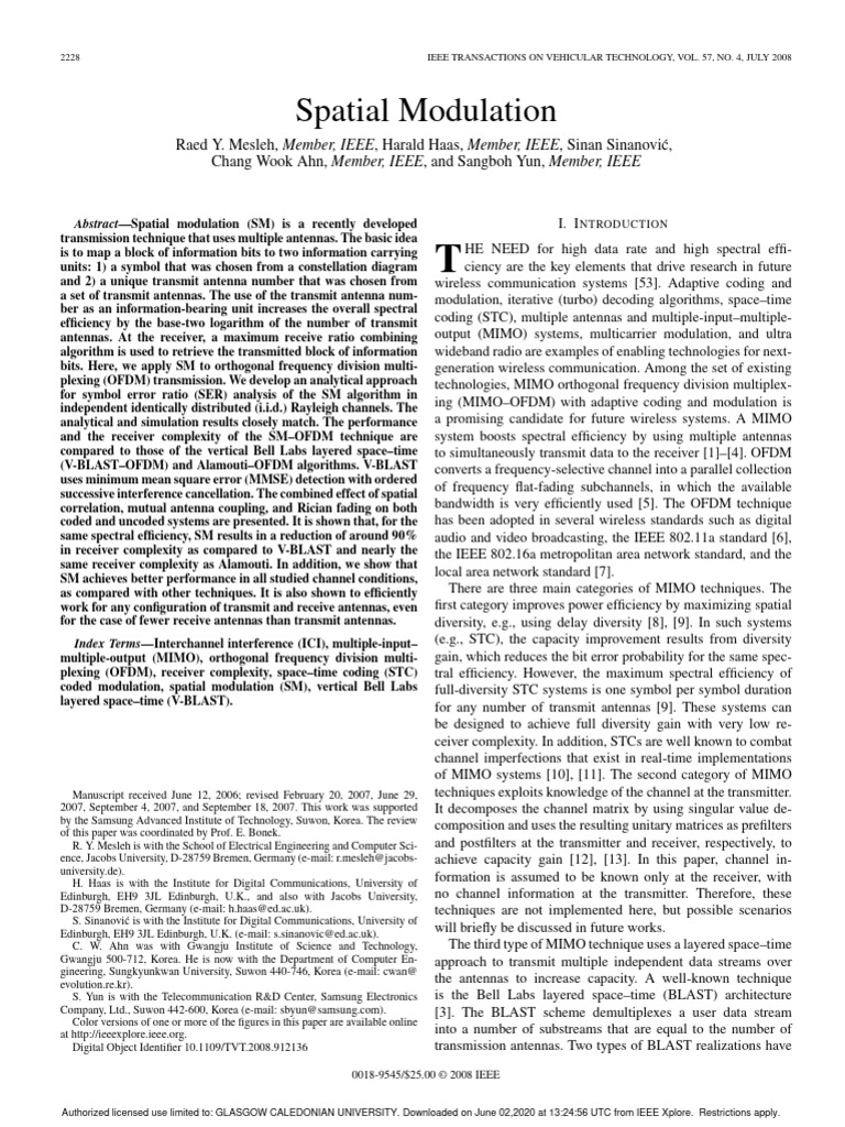 Spatial Modulation Pdf Orthogonal Frequency Division Multiplexing