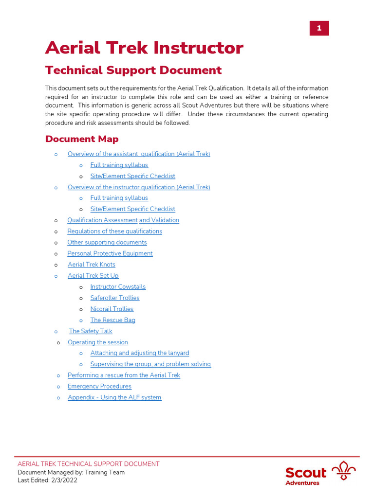 Aerial Trek - Technical Support Document | PDF | Knot | Personal ...