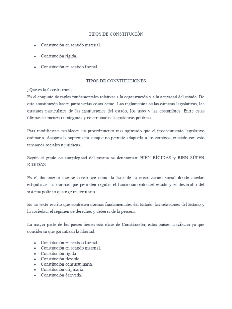 Tipos De Constitución Pdf Constitución Estado Política