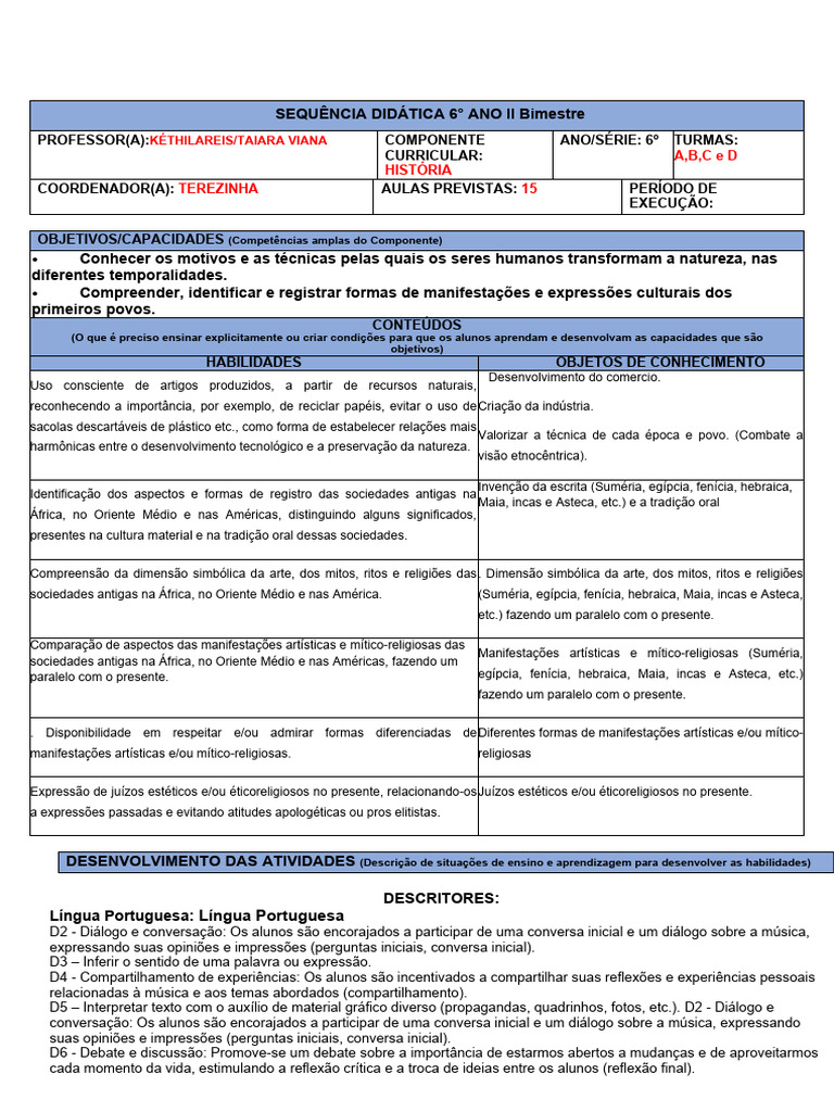 2 Sequência Didática de História6 | PDF | Agricultura | Estética