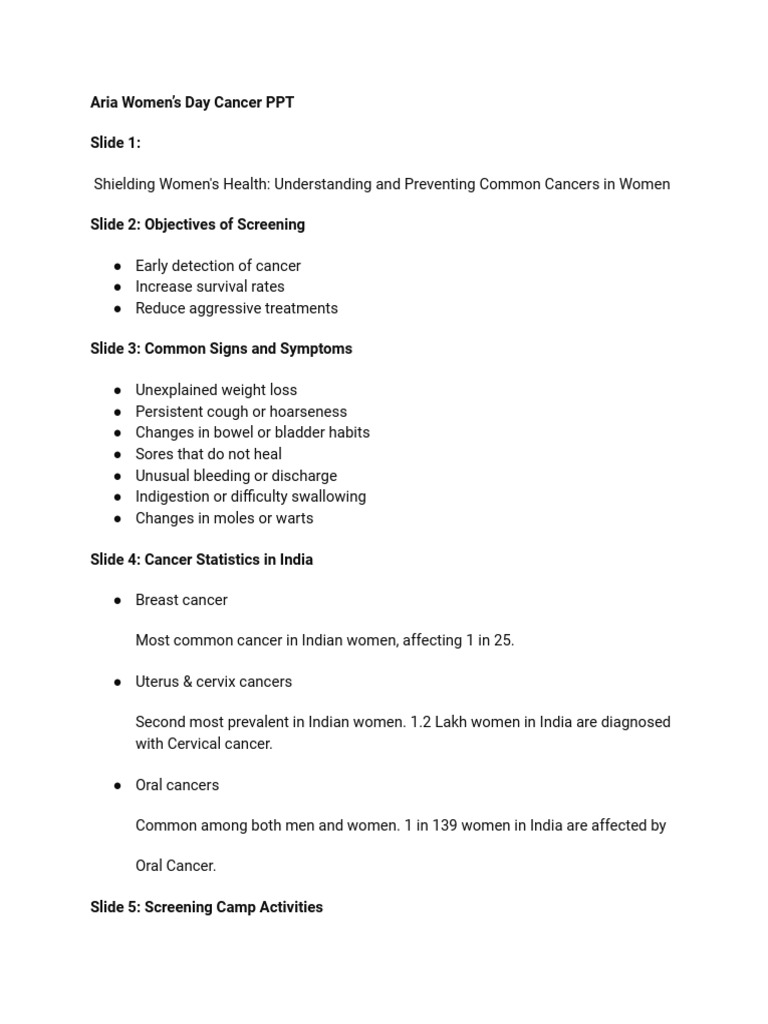 Aria Women's Day Cancer | PDF | Cancer | Breast Cancer