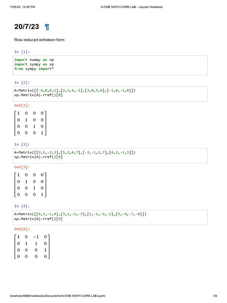 Matrix Inversion and RREF Lab | PDF | Matrix (Mathematics) | Numerical ...